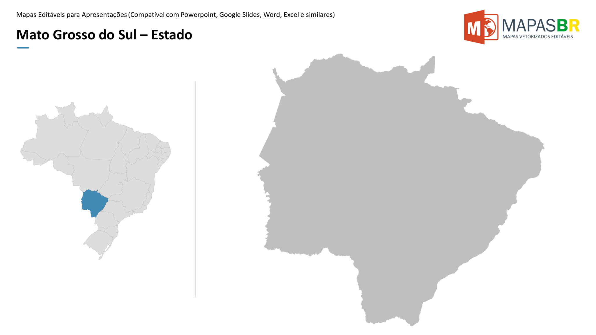 Mapas do Mato Grosso do Sul - Municípios e Regiões - Powerpoint - Mapas BR