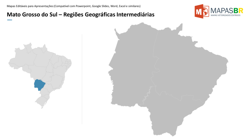 Mapas do Mato Grosso do Sul - Municípios e Regiões - Powerpoint - Mapas BR