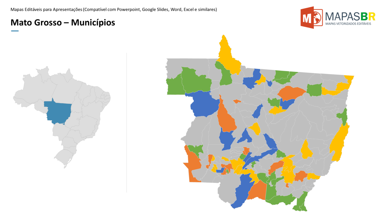 Mapas do Mato Grosso do Sul - Municípios e Regiões - Powerpoint - Mapas BR