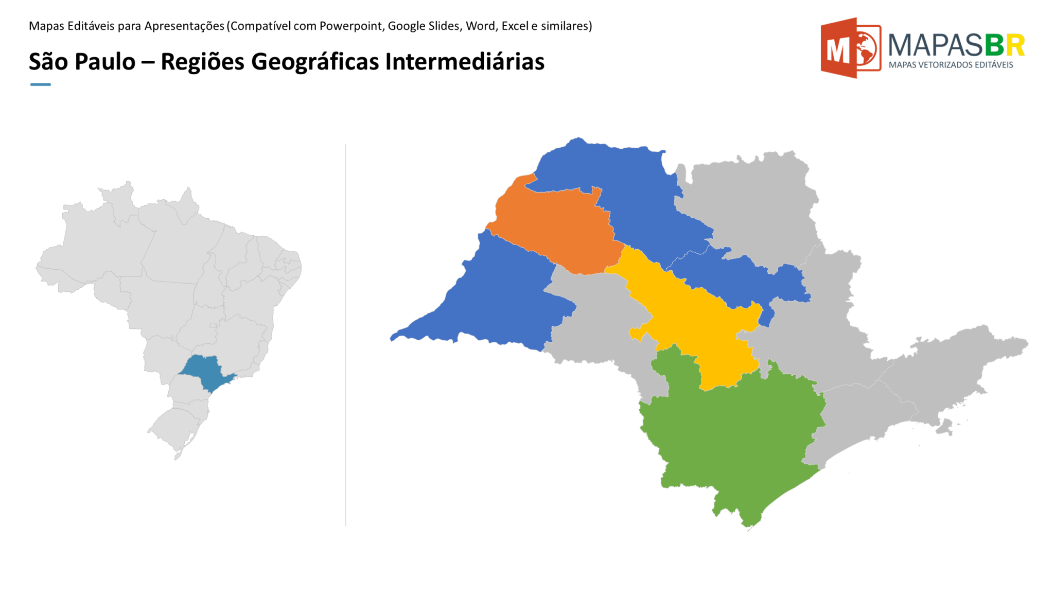 Mapas de São Paulo - Municípios e Regiões - Powerpoint - Mapas BR