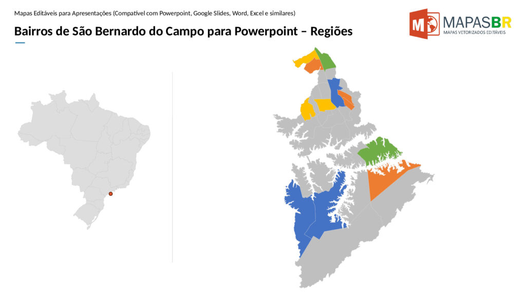 Bairros de São Bernardo do Campo em PowerPoint - Mapas BR