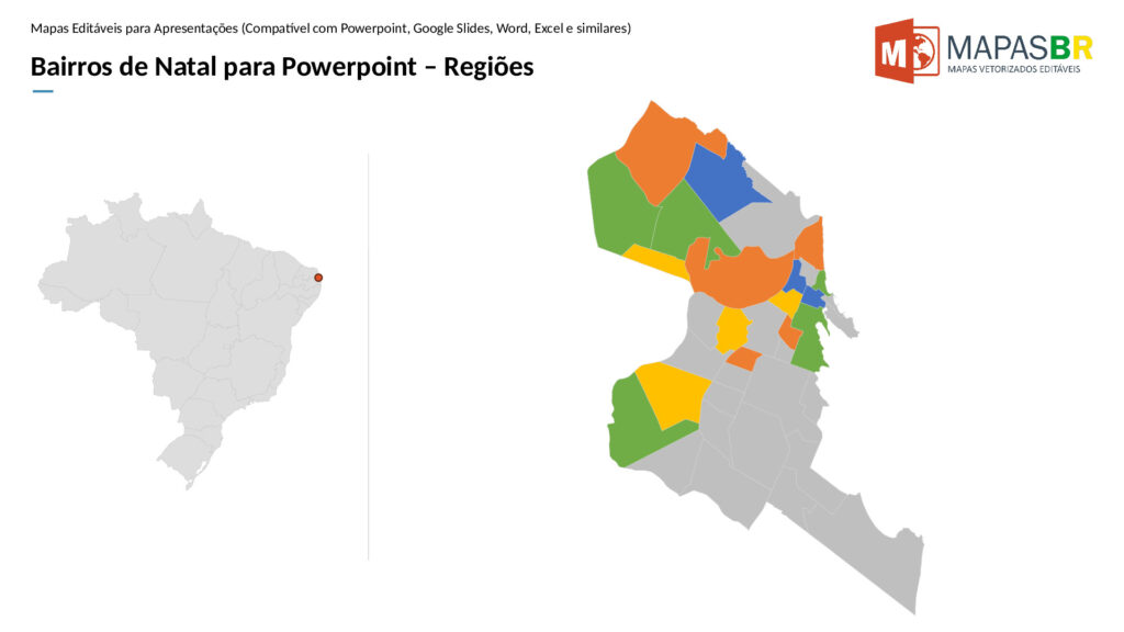 Bairros de Natal em PowerPoint - Mapas BR