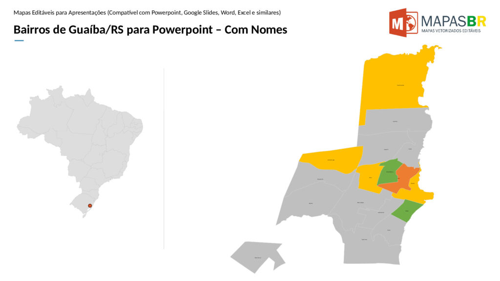 Bairros de Guaíba/RS em PowerPoint - Mapas BR