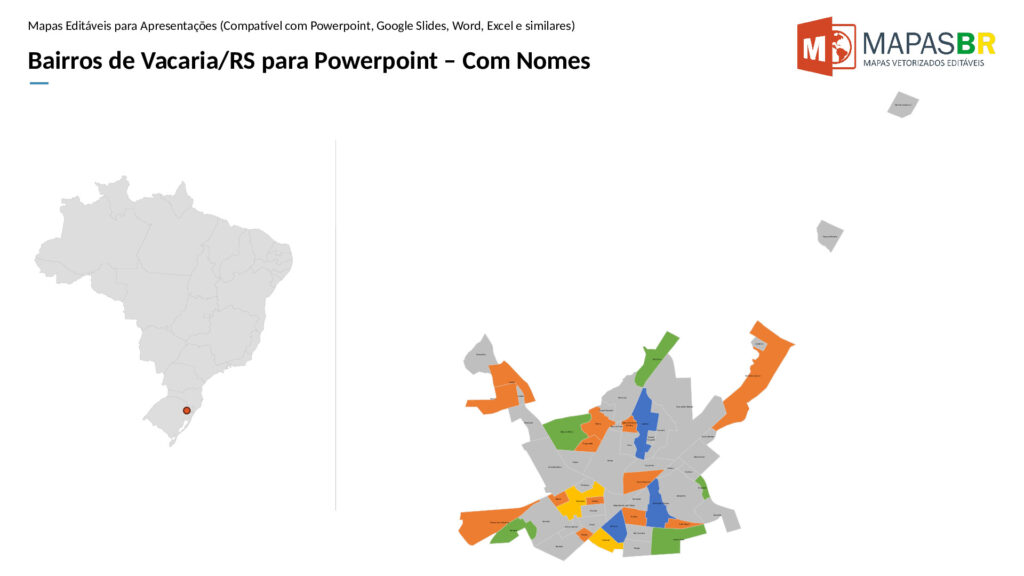 Bairros de Vacaria/RS em PowerPoint - Mapas BR