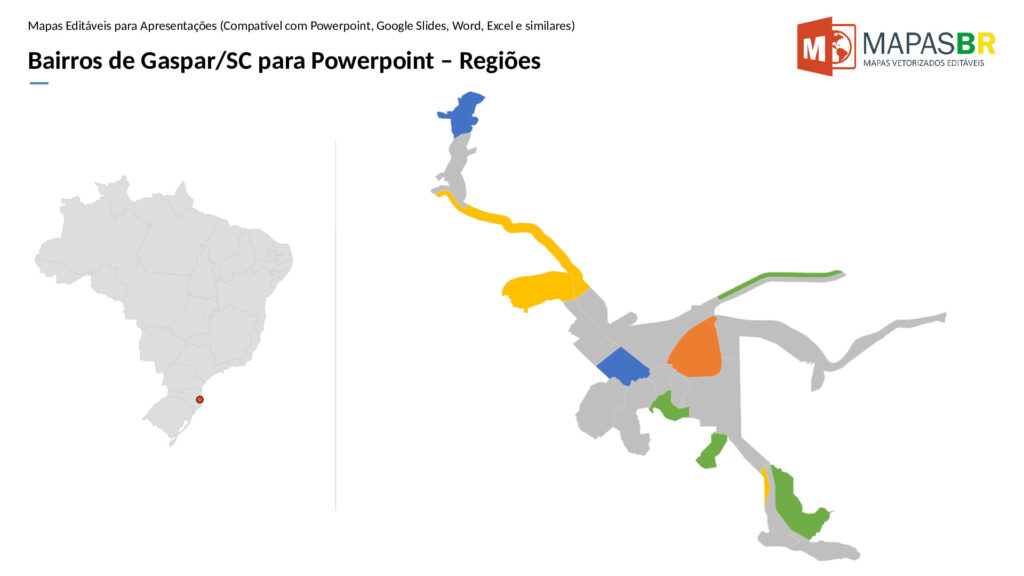Bairros de Gaspar/SC em PowerPoint - Mapas BR
