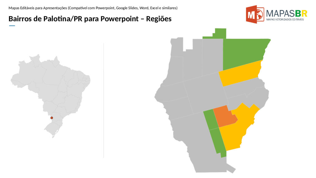 Bairros de Palotina/PR em PowerPoint - Mapas BR