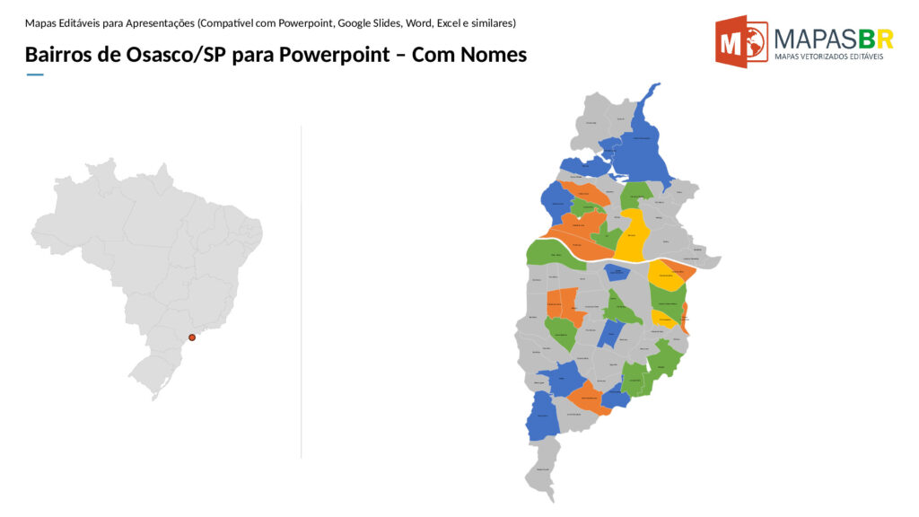 Bairros de Osasco/SP em PowerPoint - Mapas BR