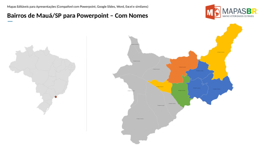 Bairros de Mauá/SP em PowerPoint - Mapas BR