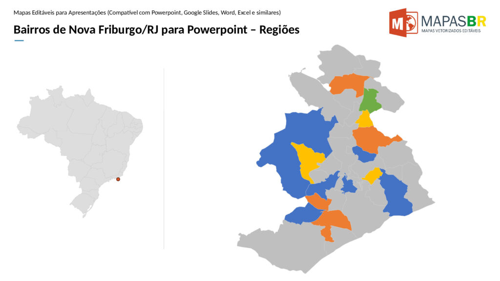 Bairros de Nova Friburgo/RJ em PowerPoint - Mapas BR