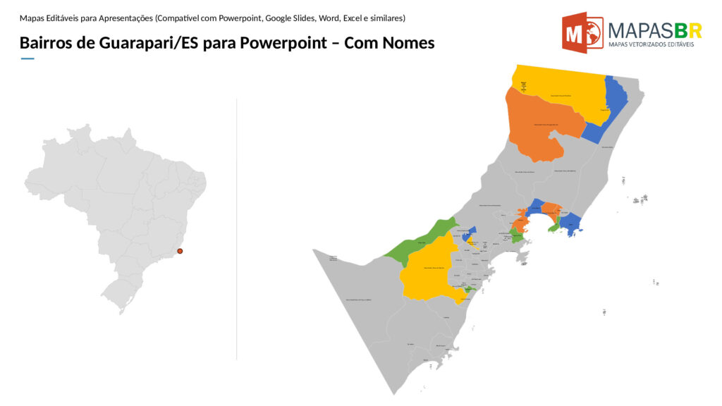 Bairros de Guarapari/ES em PowerPoint - Mapas BR